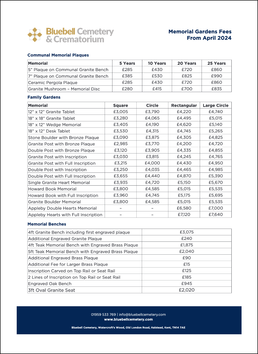 Forms & Fees - Bluebell Cemetery