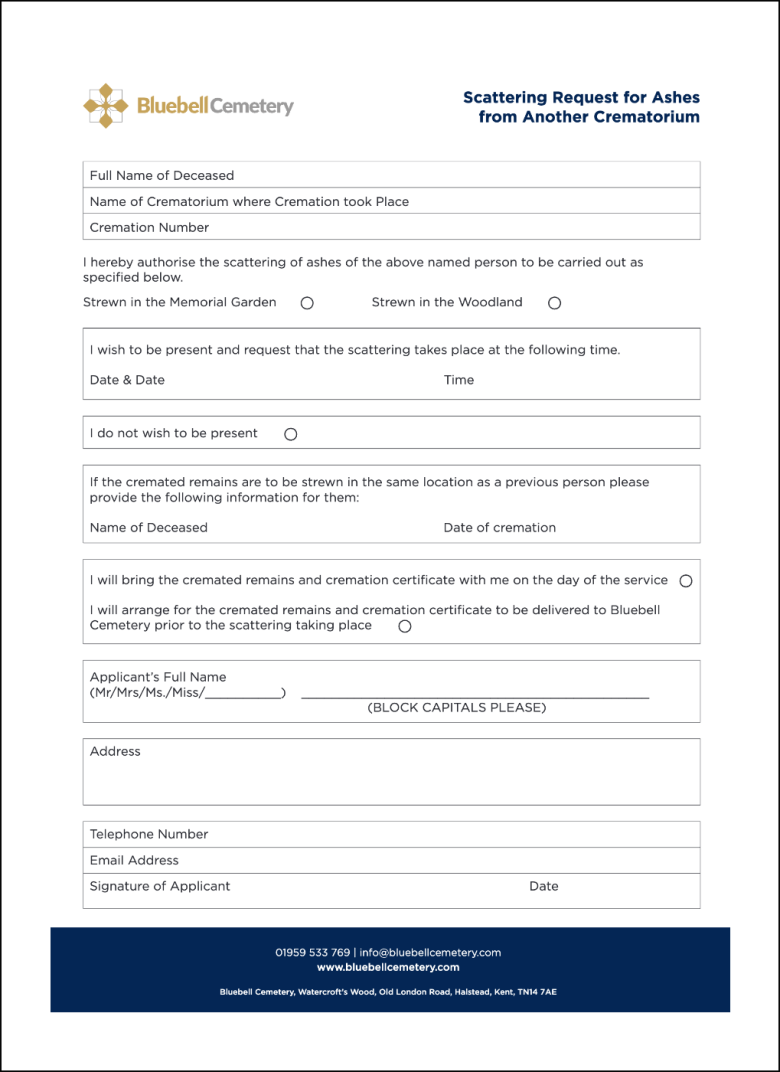Forms & Fees - Bluebell Cemetery