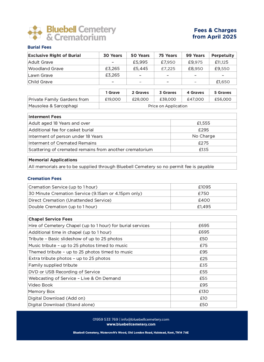 Forms & Fees - Bluebell Cemetery